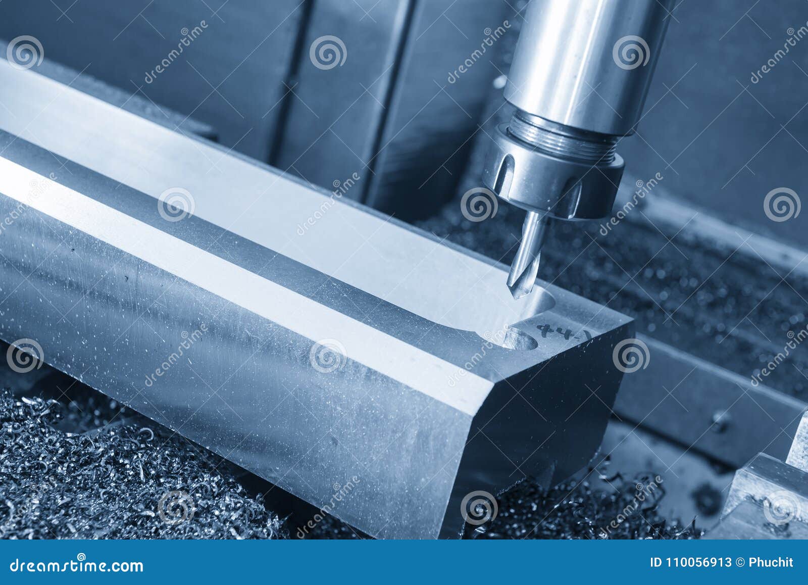 The Center Drill Tool Drilling the Hole Stock Image - Image of milling ...