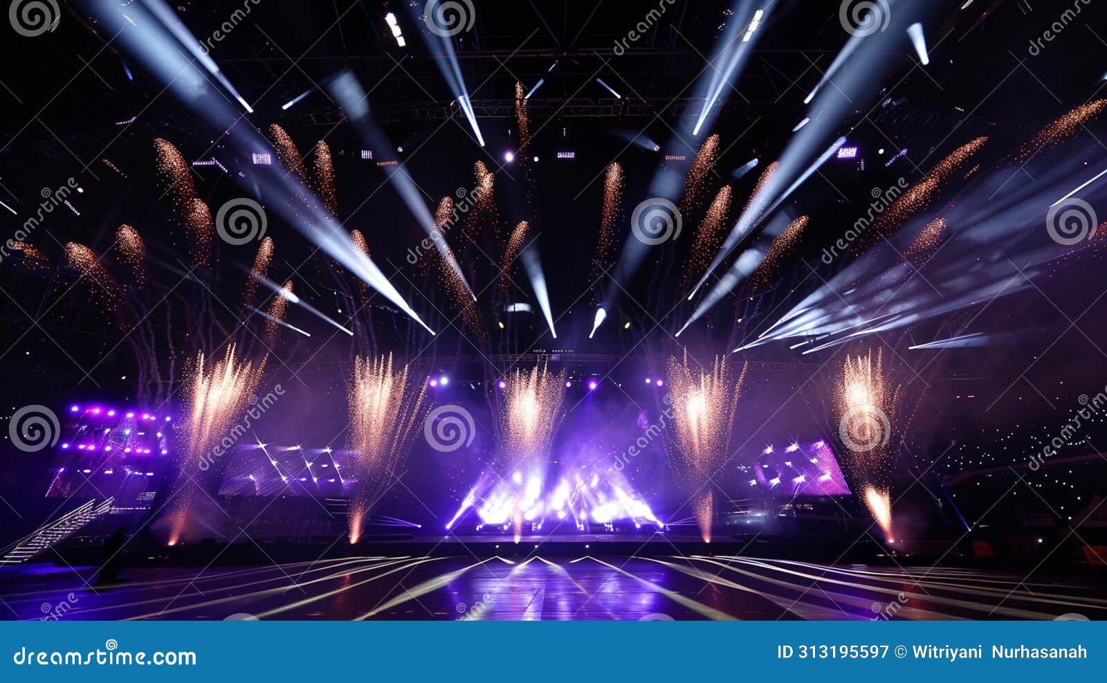 Center LED Screen Visual. Lights Fireworks . Generative Ai Stock ...