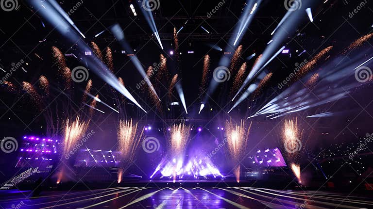 Center LED Screen Visual. Lights Fireworks . Generative Ai Stock ...