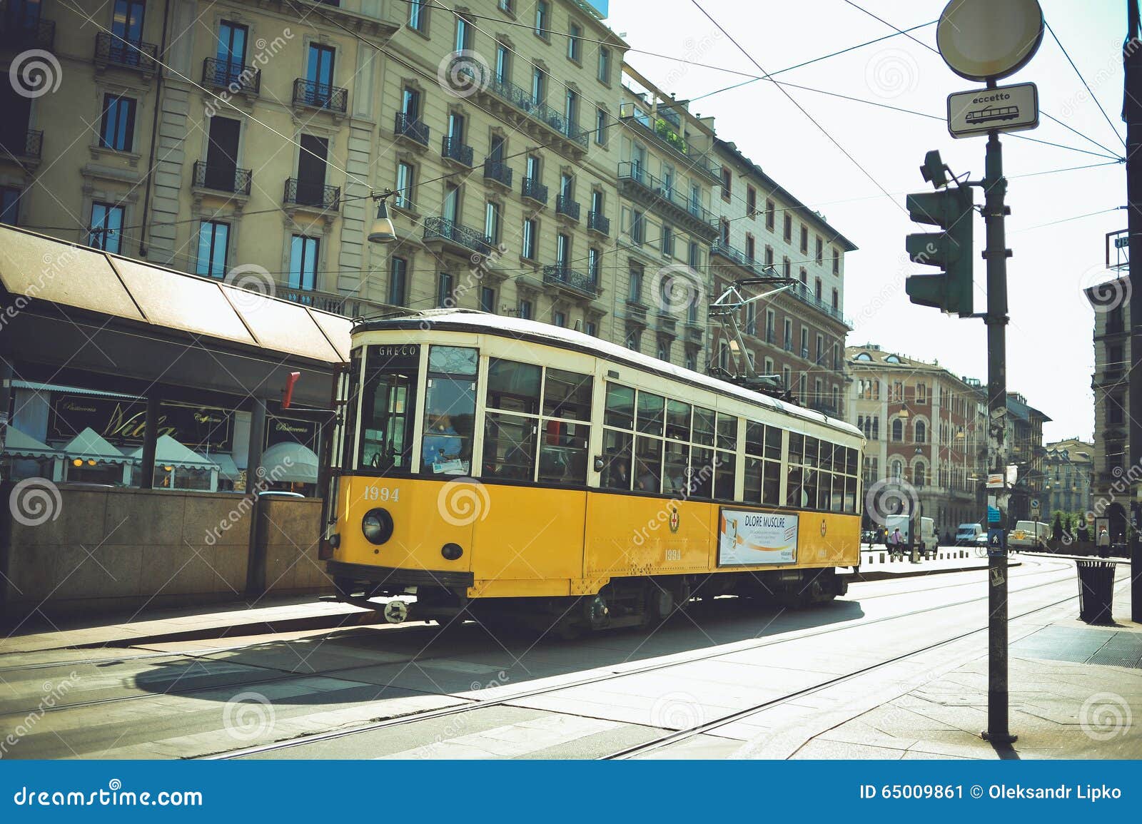 Center of Milan, Yellow Old Tram Editorial Photo - Image of ...