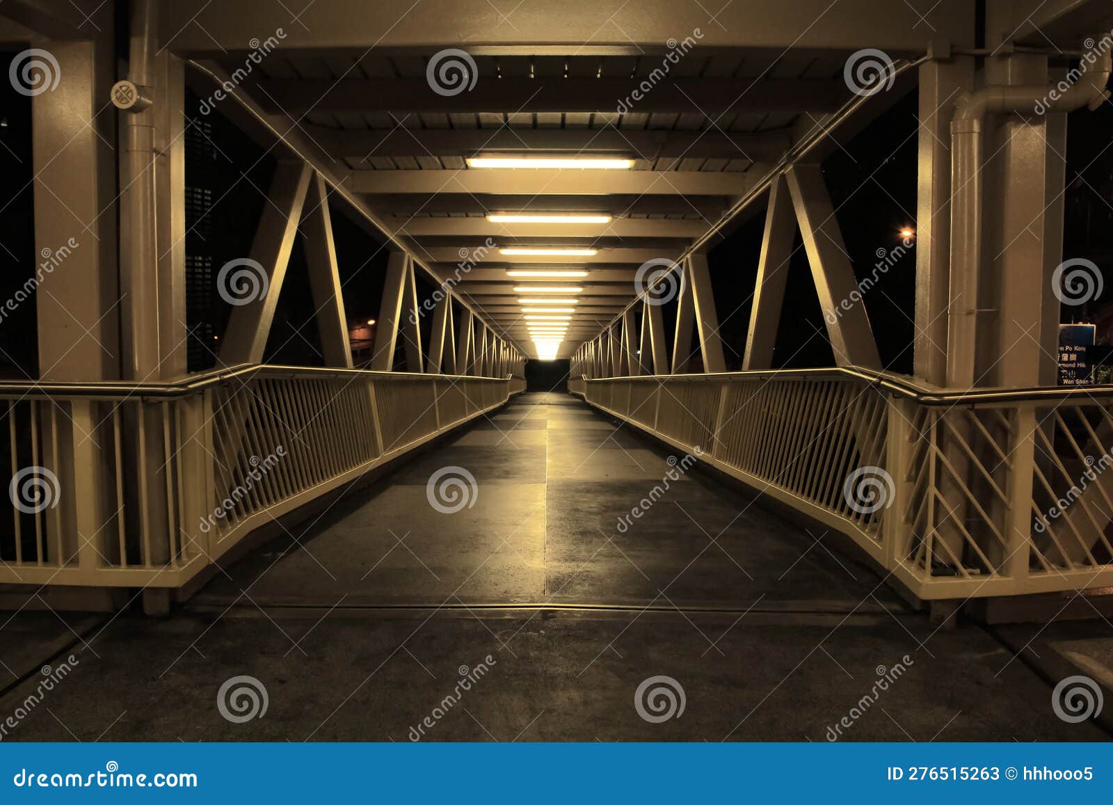 The Center View of a Bridges Inside at Night. Stock Image - Image of ...