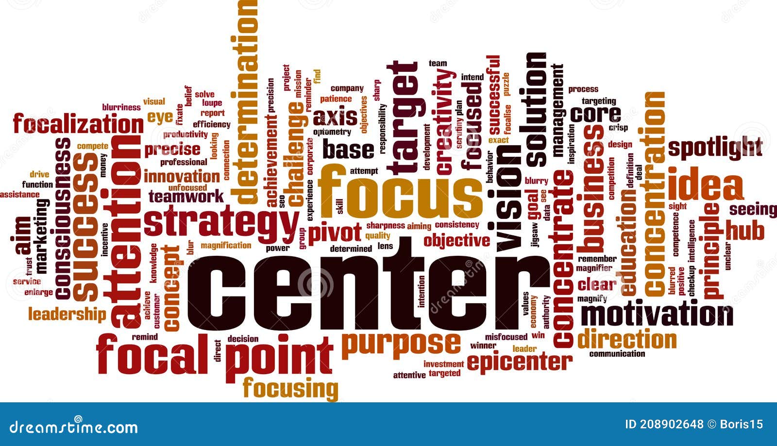 Center word cloud stock vector. Illustration of focus - 208902648