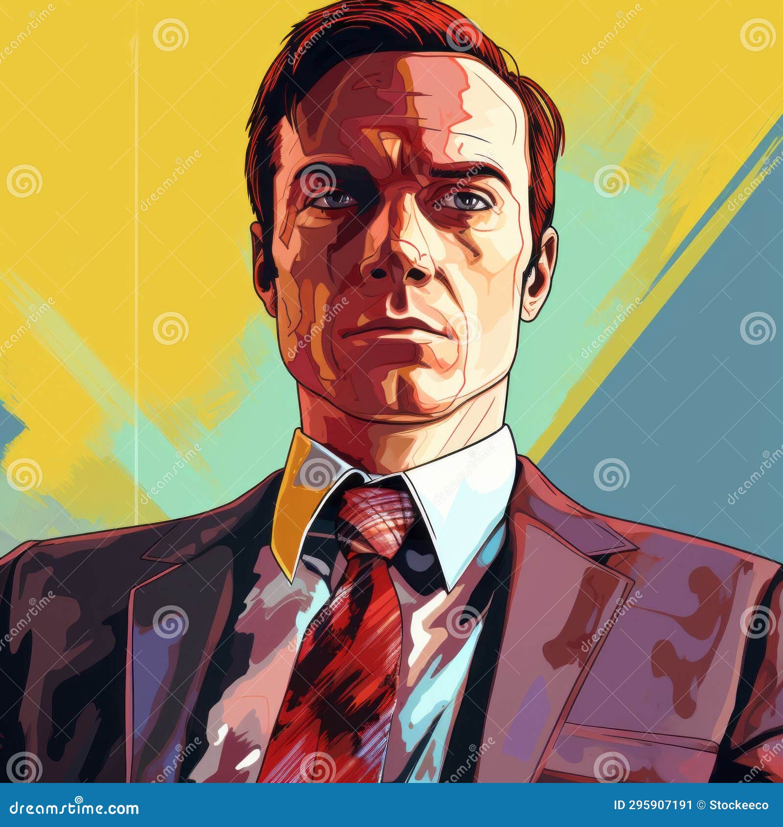 Ironical Portrait of a Man in a Suit: Pop Art Style 2d Game Art Stock ...