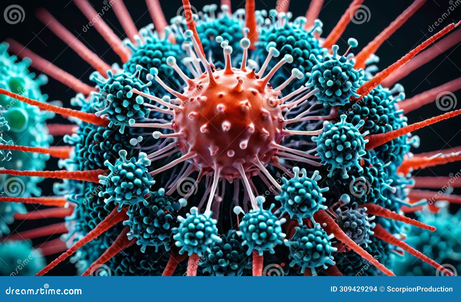 Spiky Red Viral Entity stock illustration. Illustration of medical ...