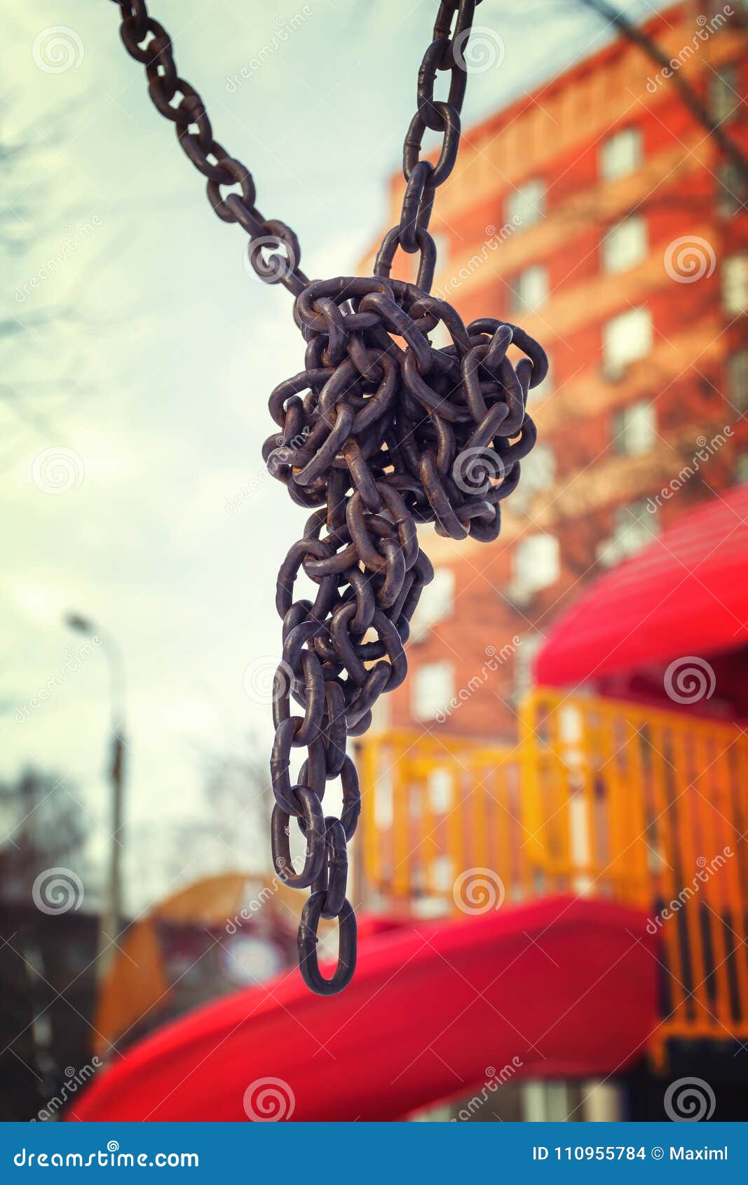 Centered metal chain knot stock photo. Image of strong - 110955784