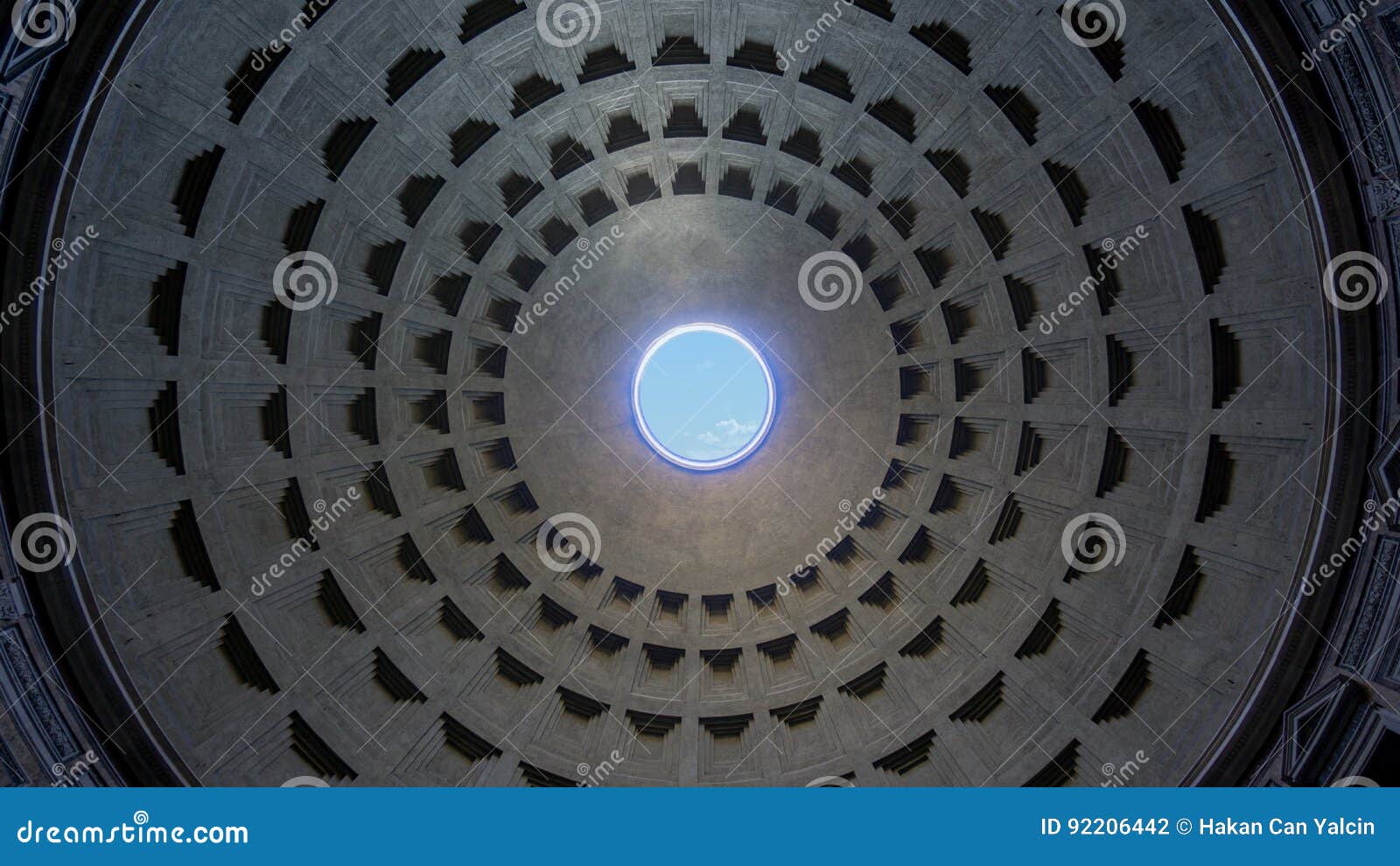 Centered View of the Ancient Temple Pantheon Dome Hole Oculus Editorial ...