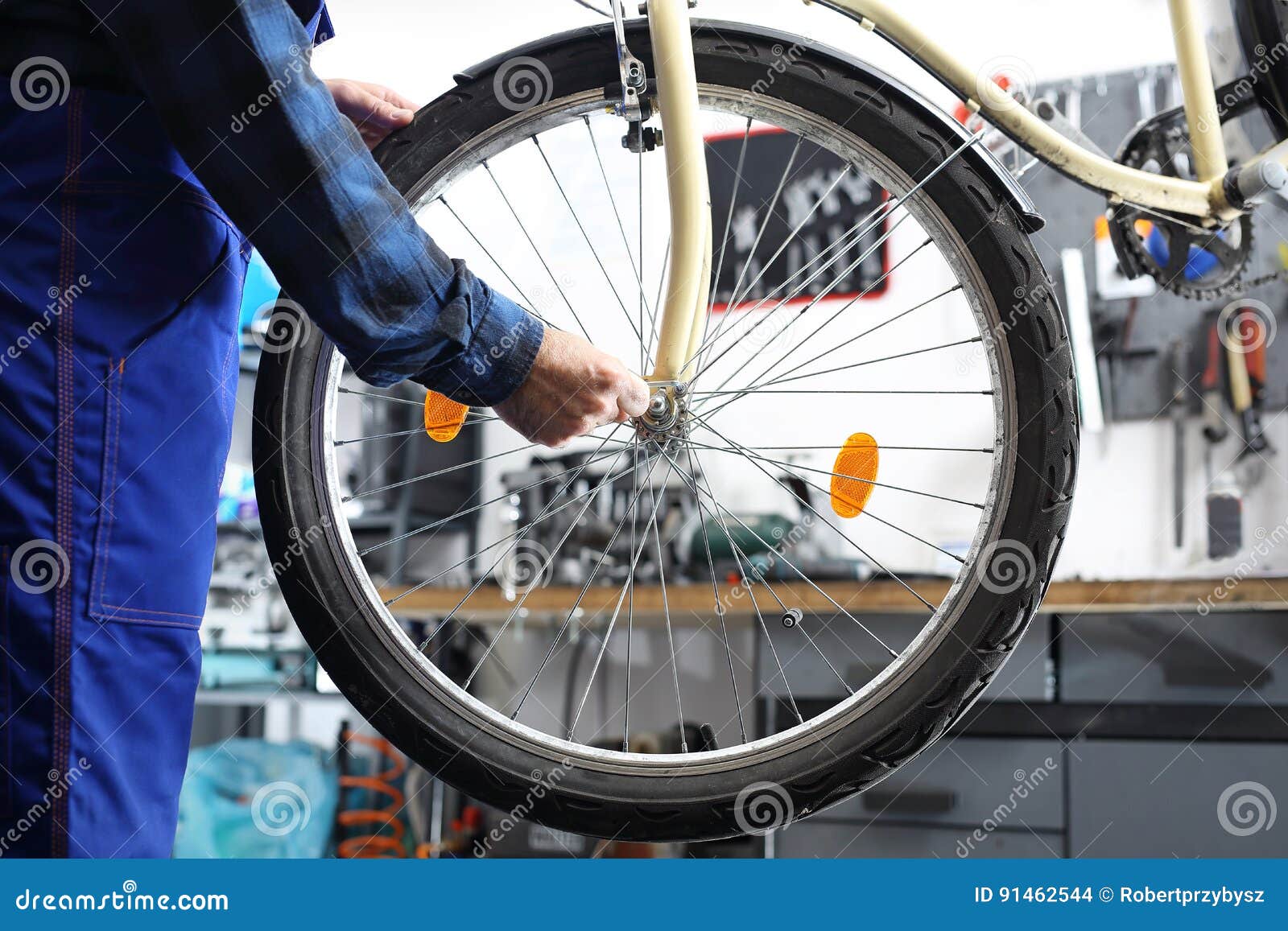Centering Wheels on a Bike. Stock Photo - Image of tire, bicycle: 91462544