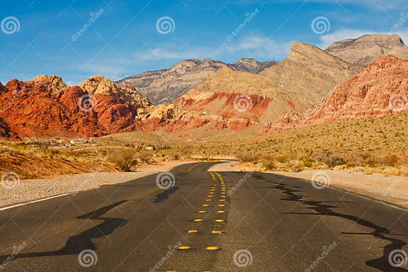 Centerline into Distant Mountains Stock Photo - Image of horizon ...