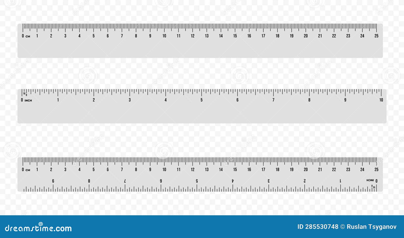 Centimeter And Inch Scale For Measuring. Set Of Ruler Scale 25 Cm And ...