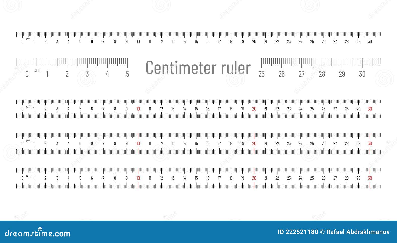 Centimeter Ruler Cm Set. Vector Measurement Numbers Scale with ...