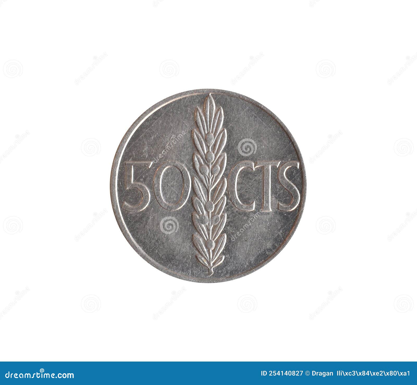 50 Centimos Coin Made by Spain Stock Image - Image of wealth, portrait ...