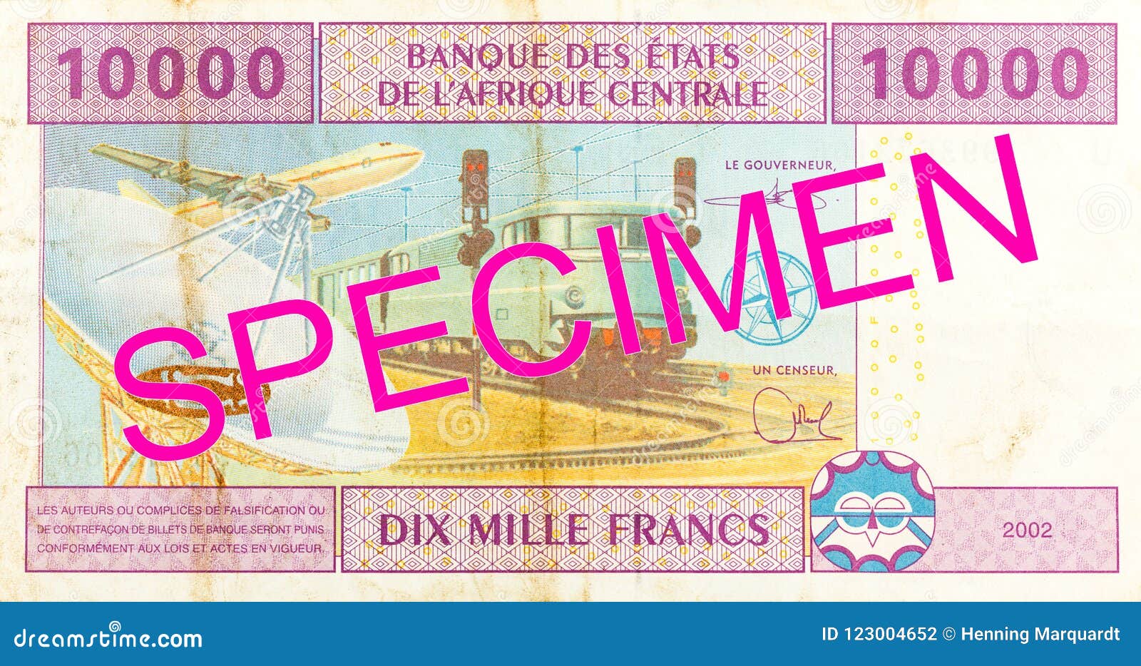 10000 Central African CFA Franc Bank Note Reverse Stock Photo - Image ...