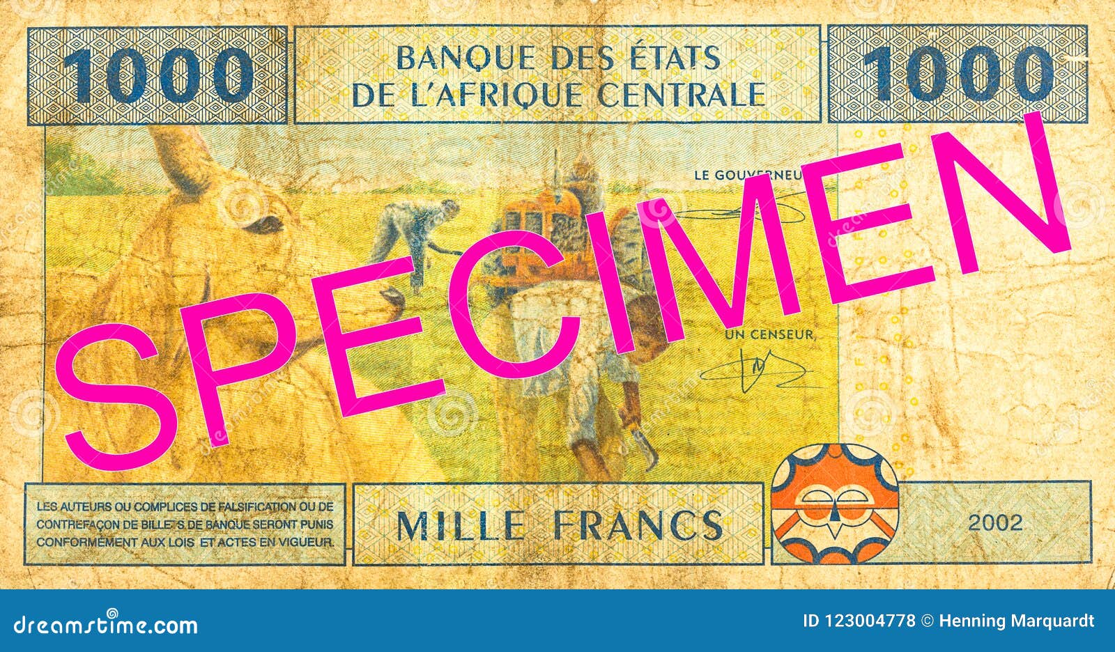 1000 Central African CFA Franc Bank Note Reverse Stock Photo - Image of ...