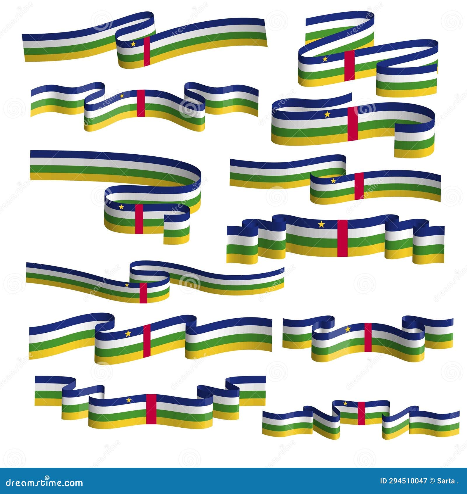 Central African Flag Ribbon Vector Element Bundle Set Stock Vector ...