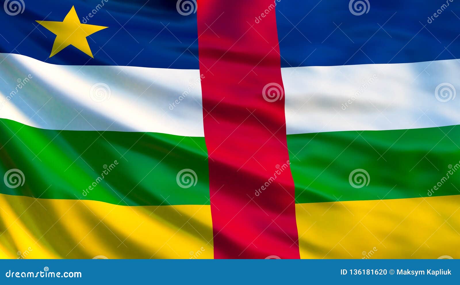 Central African Republic Flag 3d Illustration Stock Illustration