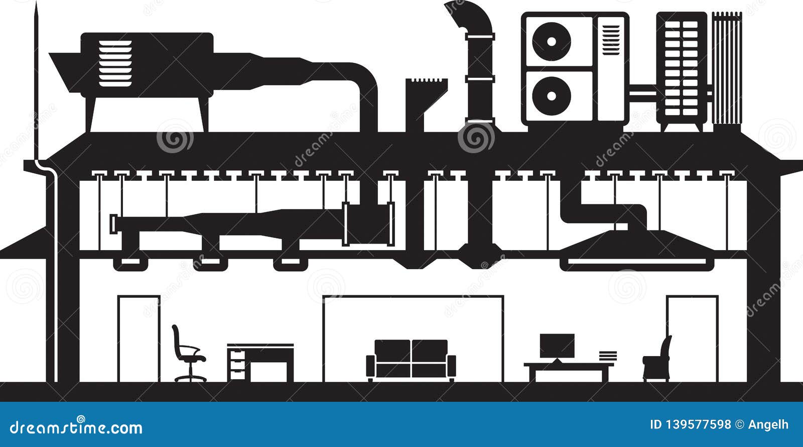 Central Air Conditioning System for Building Stock Vector ...