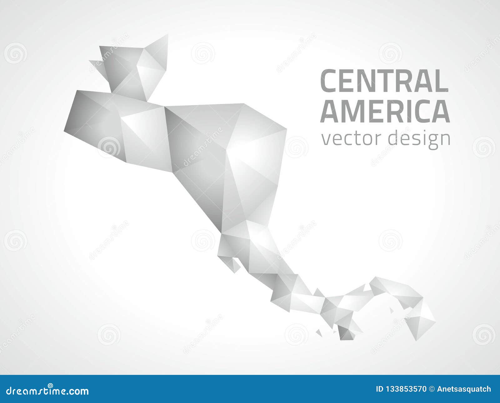 Central America Grey and Silver 3d Mosaic Vector Shadow Triangle Map ...