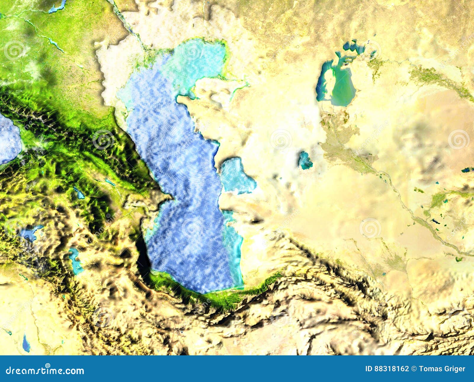 Central Asia on Earth - Visible Ocean Floor Stock Illustration ...