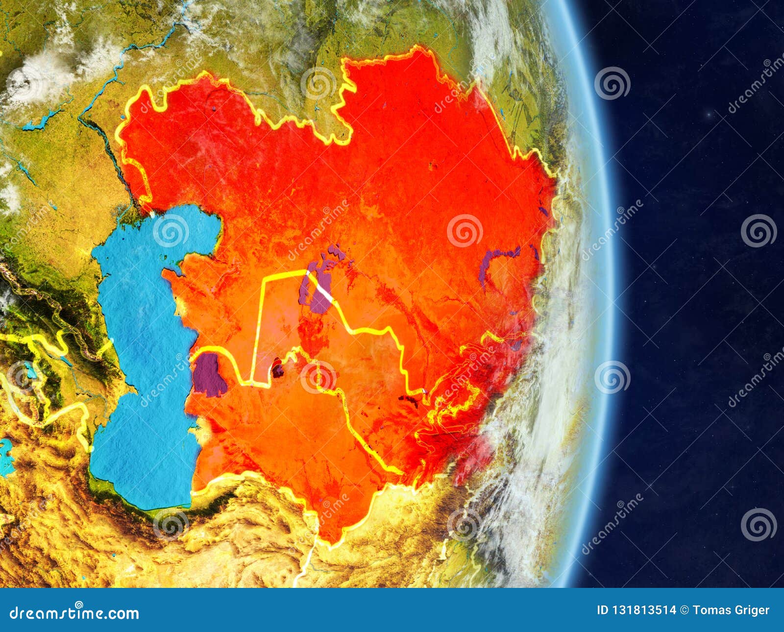 Central Asia on Planet Earth Stock Illustration - Illustration of ...
