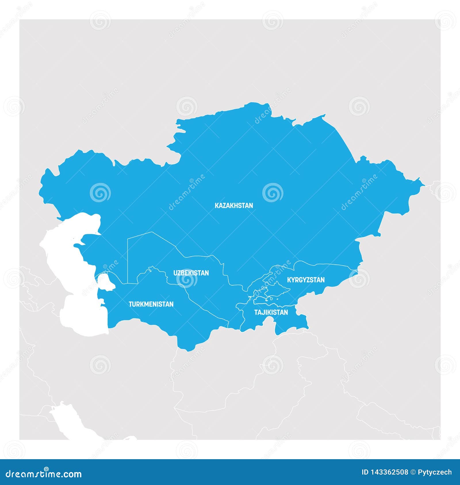Central Asia Region. Map of Countries in Central Part of Asia Stock ...