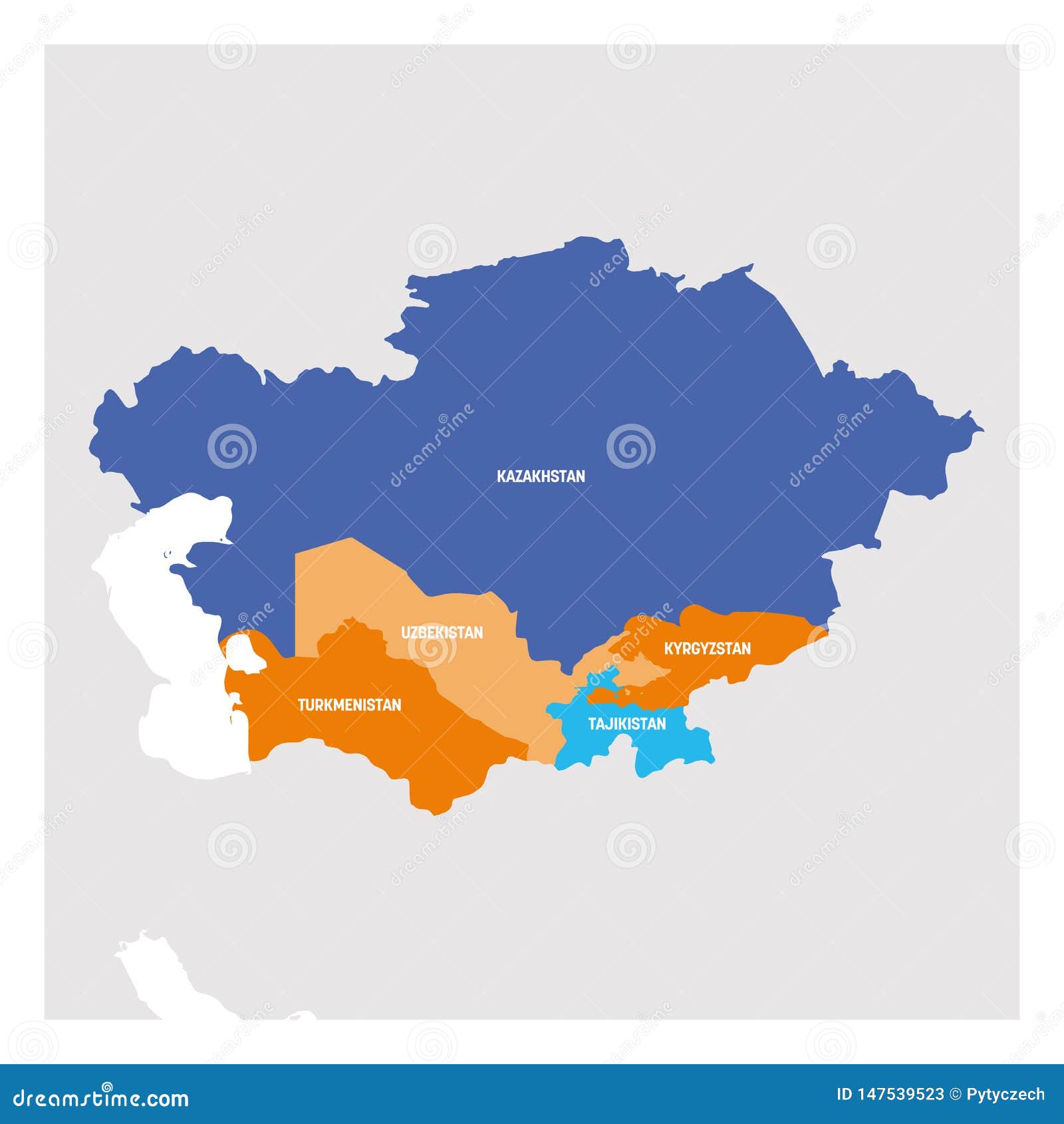 Central Asia Region. Map of Countries in Central Part of Asia Stock ...
