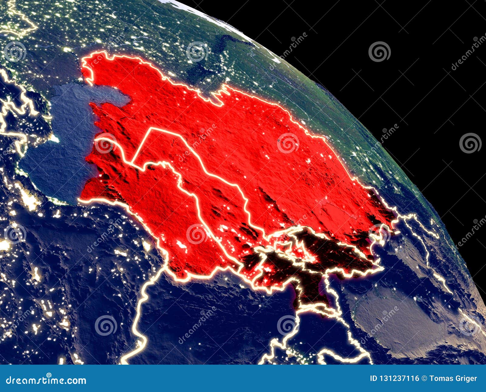 Central Asia from space stock illustration. Illustration of global ...