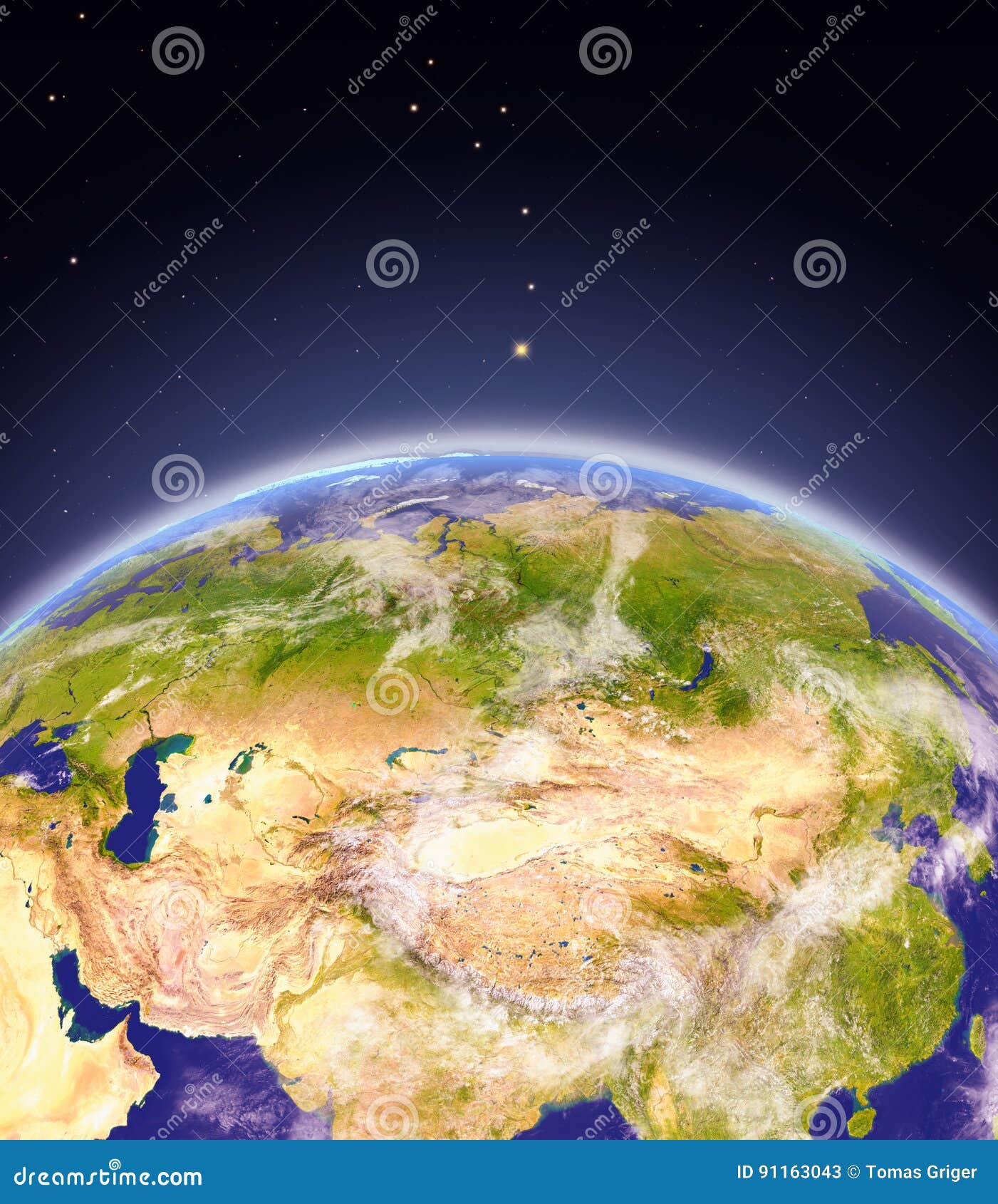 Central Asia from space stock illustration. Illustration of china ...