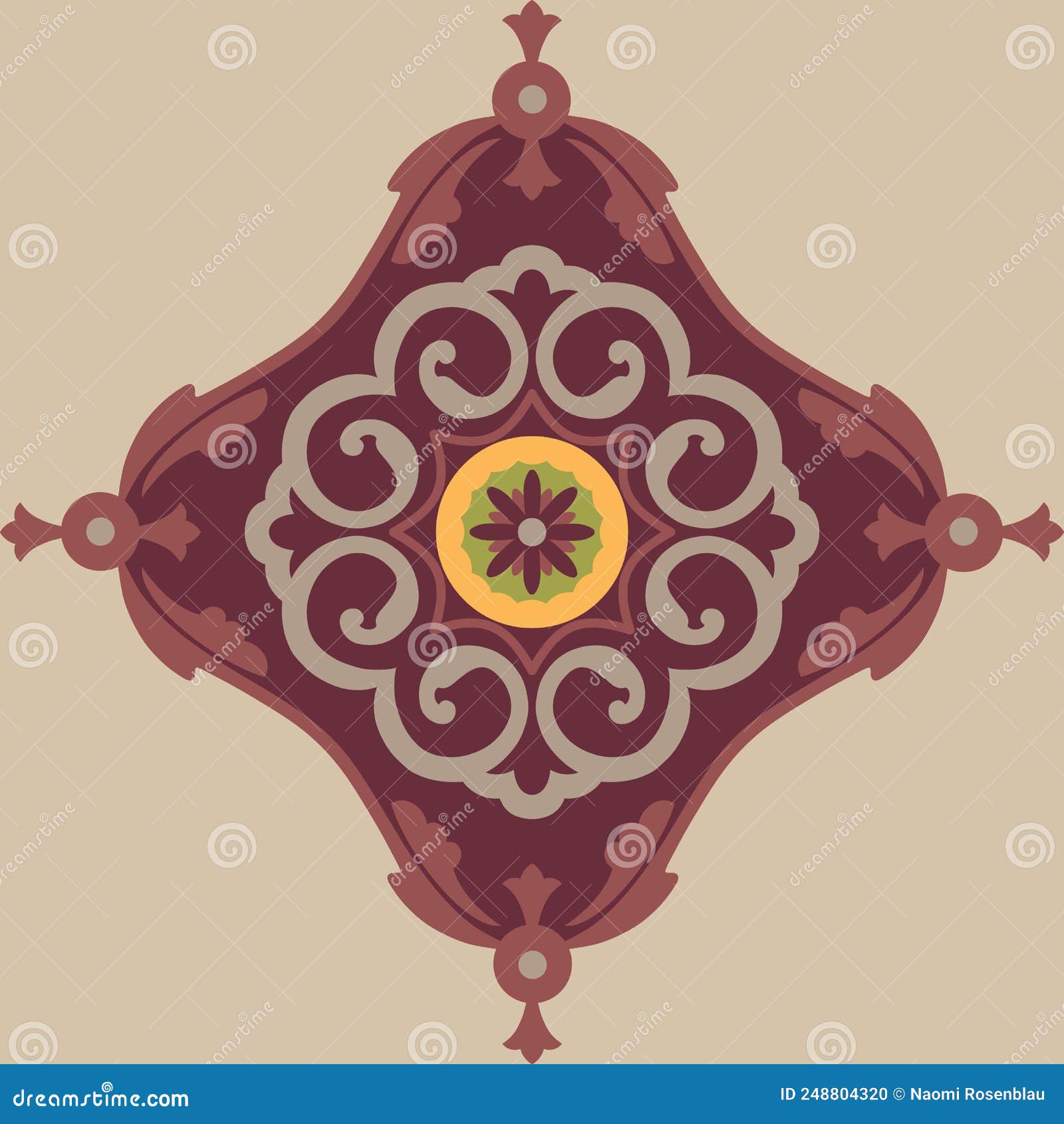 Central Asian Medallion Vector Seamless Placement Design Stock ...