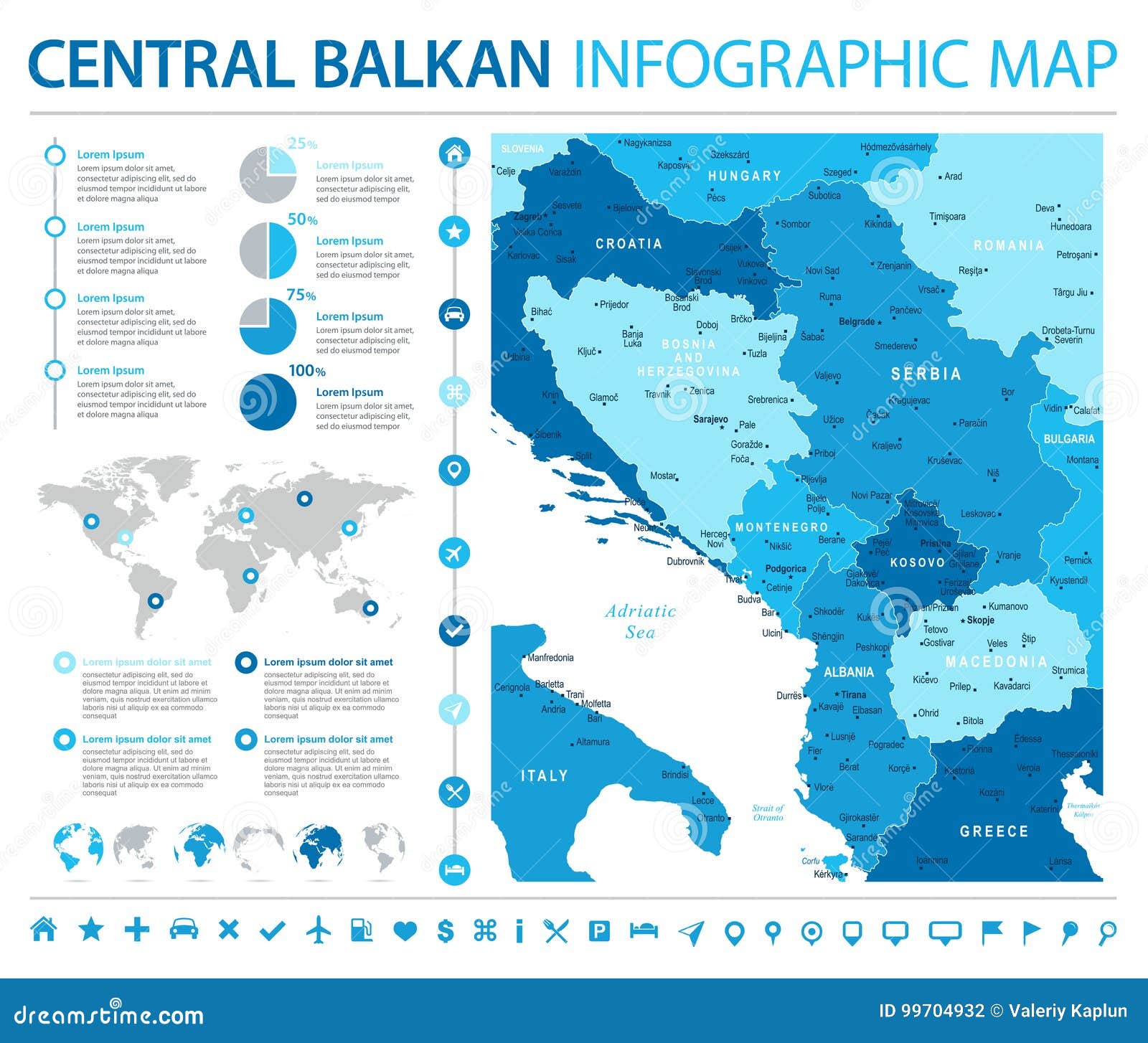 Central Balkan Map - Info Graphic Vector Illustration Royalty-Free ...