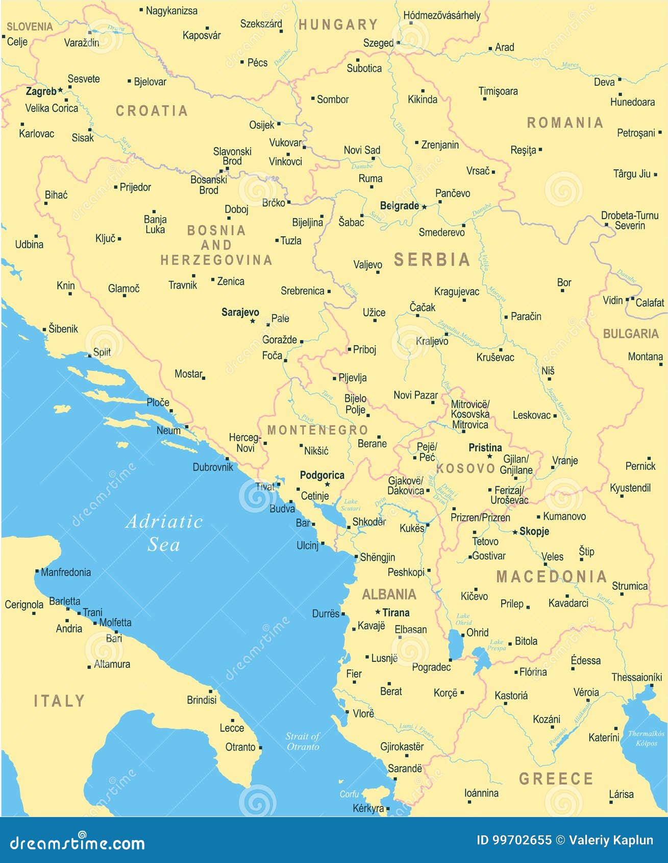 Central Balkan Map - Vector Illustration Stock Illustration ...