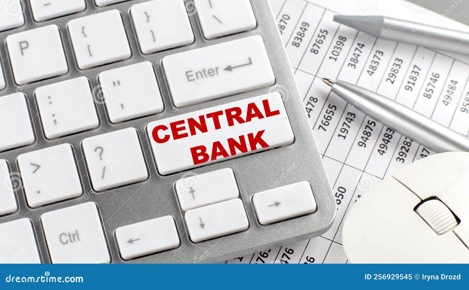CENTRAL BANK Text on Keyboard Wirh Chart and Pencil Stock Image - Image ...