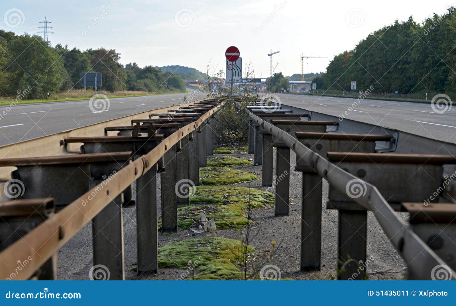 Central Barrier on Closed and Empty Highway Stock Image - Image of ...