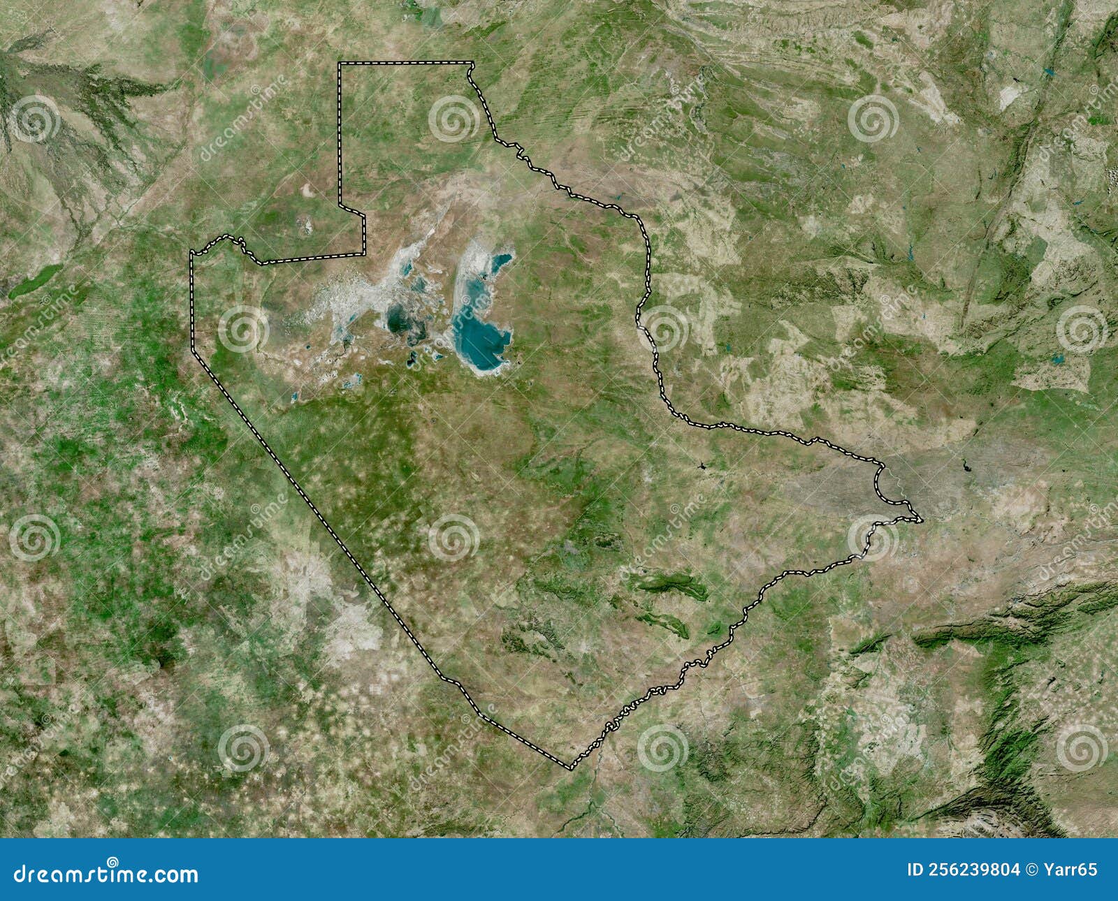 Central, Botswana. High-res Satellite. No Legend Stock Illustration ...
