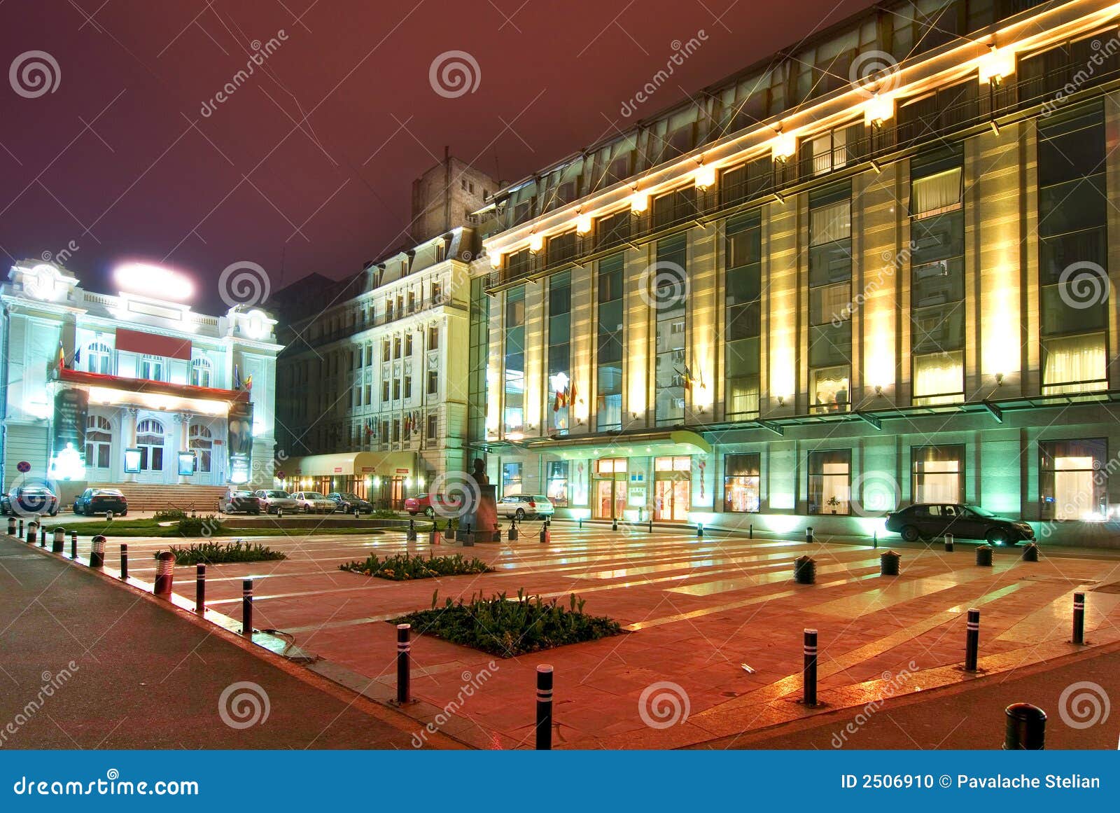 Central Bucharest by night stock photo. Image of culture - 2506910