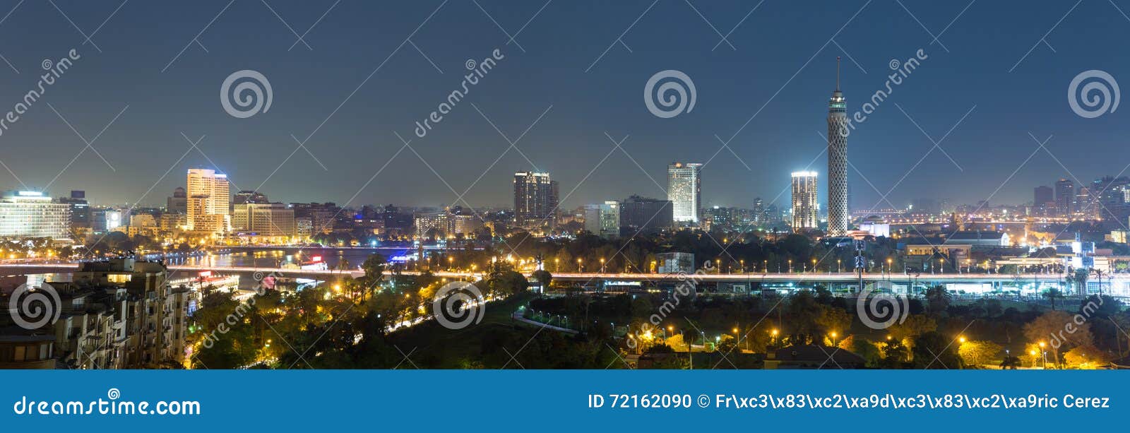 Central Cairo Night Panorama Stock Photo - Image of scene, aerial: 72162090