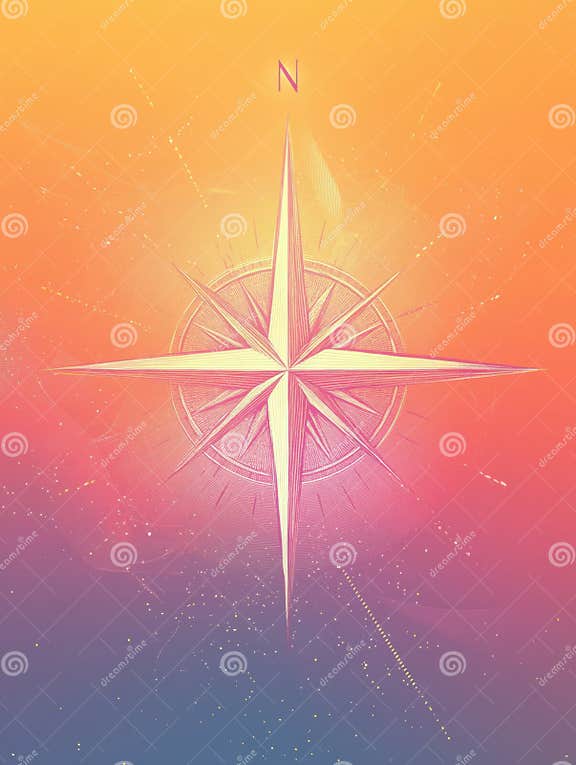 A Central Compass Rose Design Features Sharp, Clean Lines Set Against a ...
