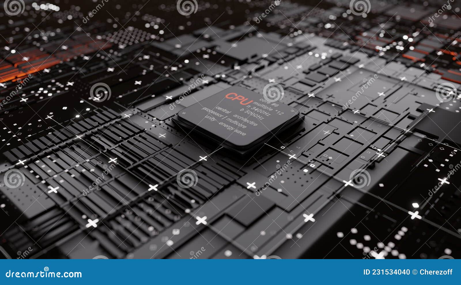 Central Computer Processors CPU Concept. 3d Rendering Stock Illustration - Illustration of ...