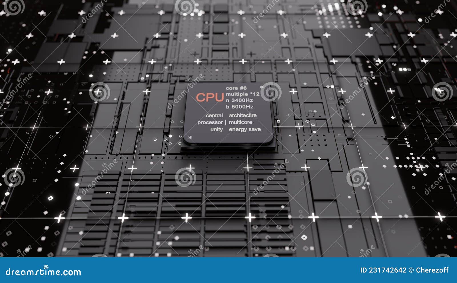 Central Computer Processors CPU Concept. 3d Rendering Stock ...