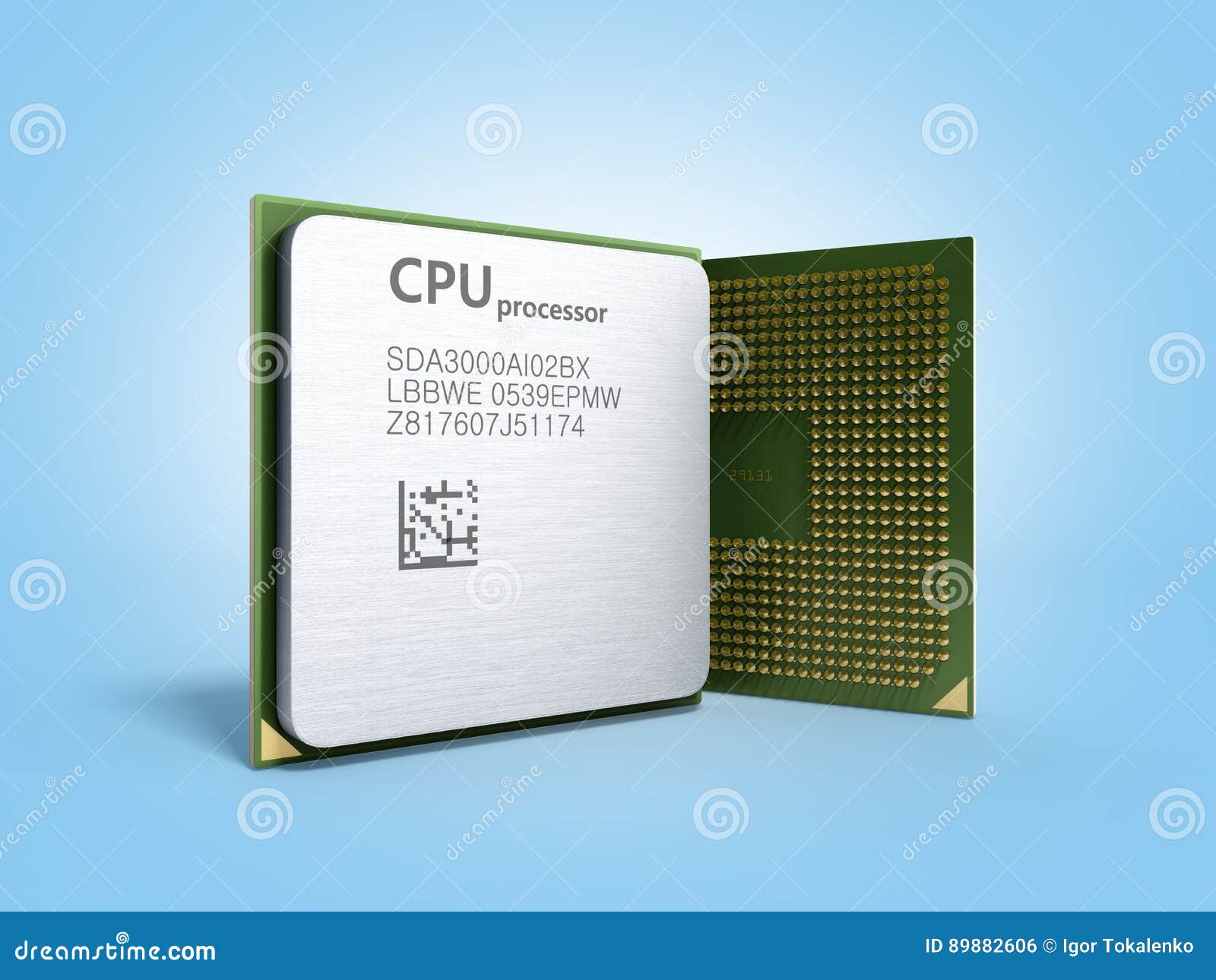 Central Computer Processors CPU High Resolution 3d Render on Blu Stock ...