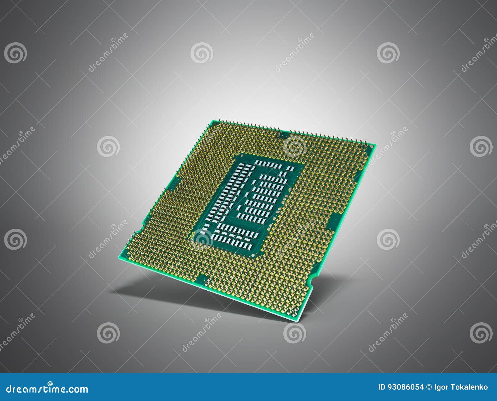 Central Computer Processors CPU High Resolution 3d Render on Grey Stock ...