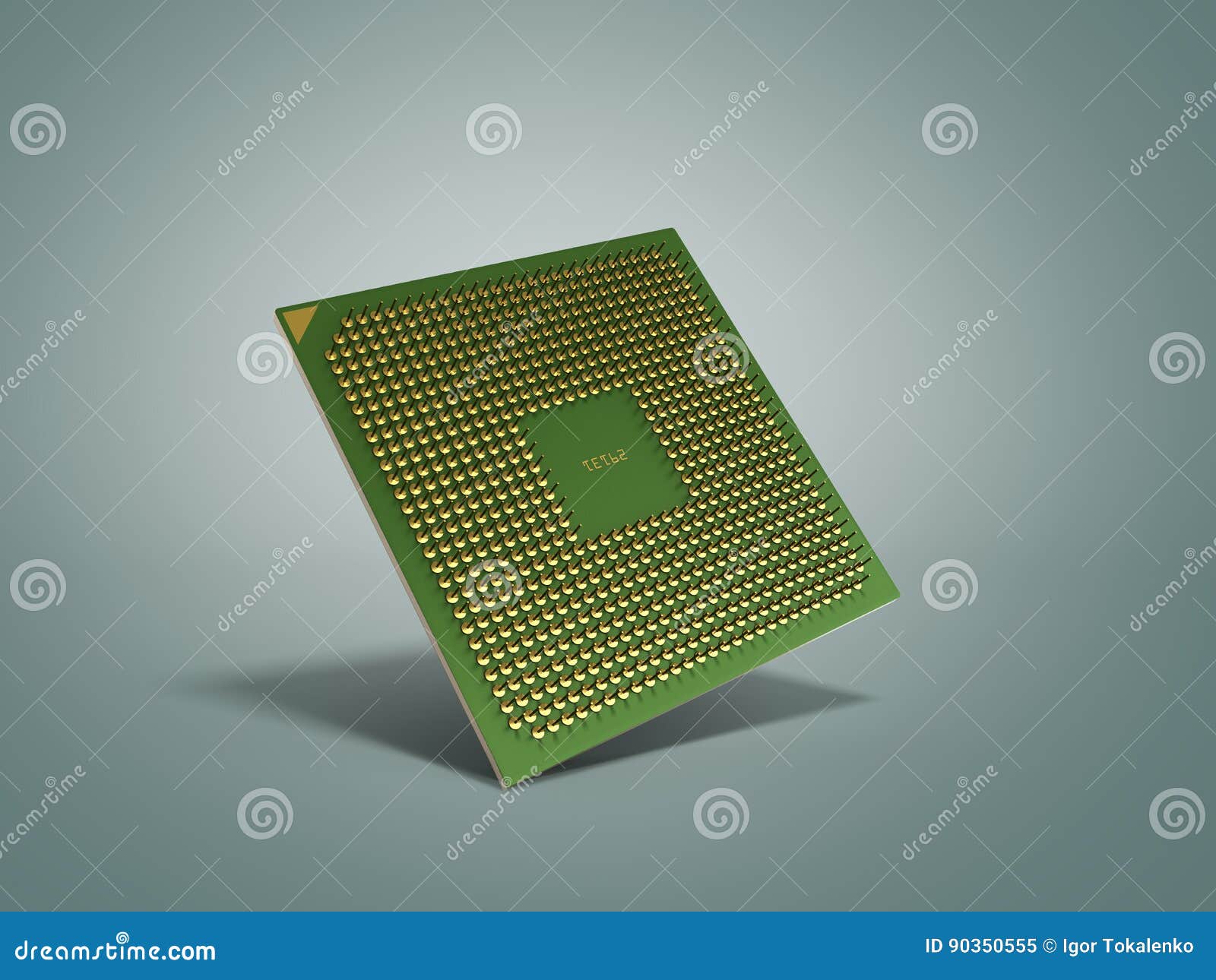 Central Computer Processors CPU High Resolution 3d Render on Grey Stock ...