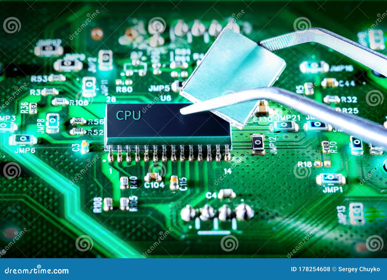 Central Computer Processors. Modern Motherboard Stock Photo - Image of ...