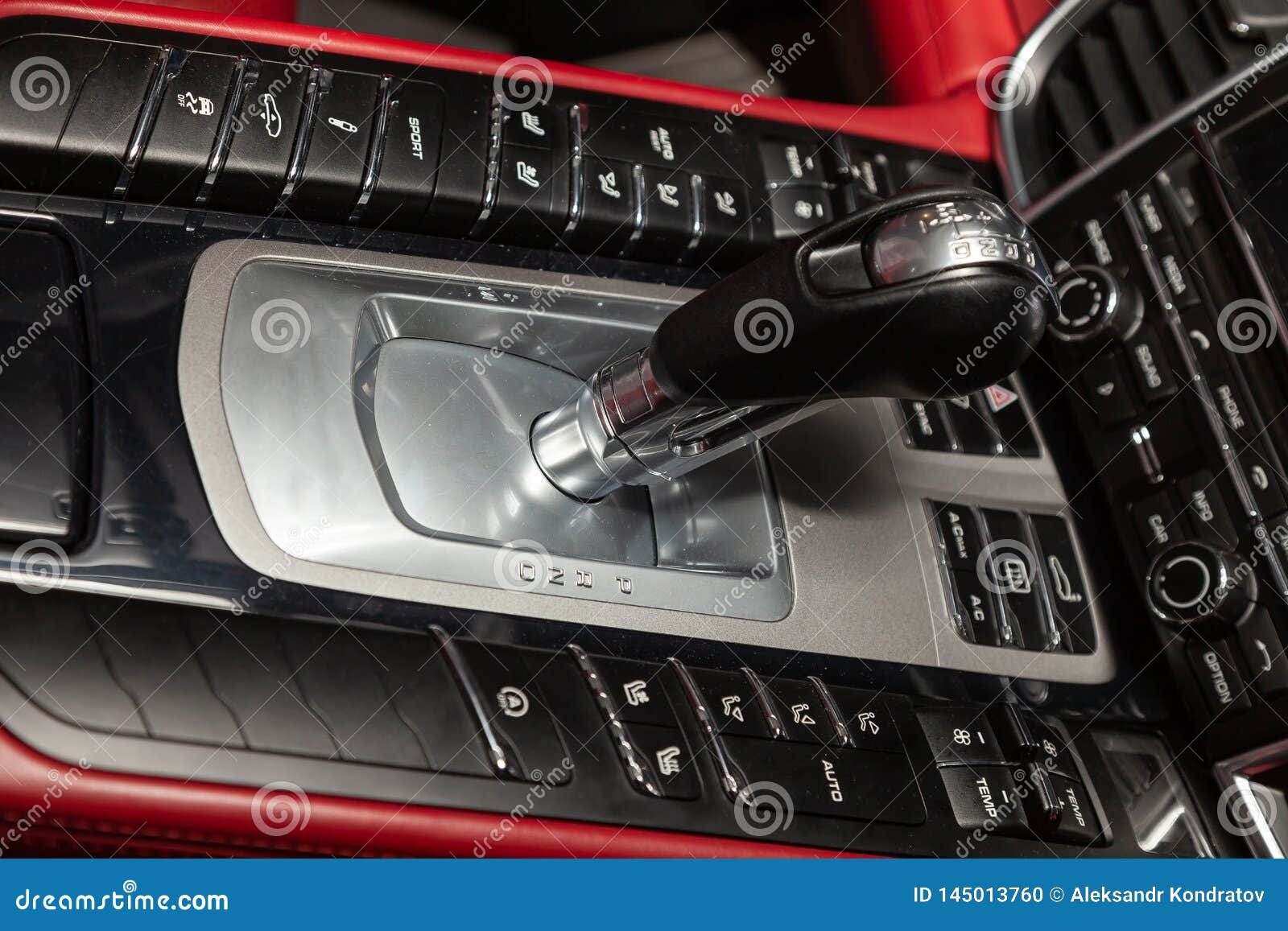 The Central Control Console on the Panel Inside the Car Close-up with ...