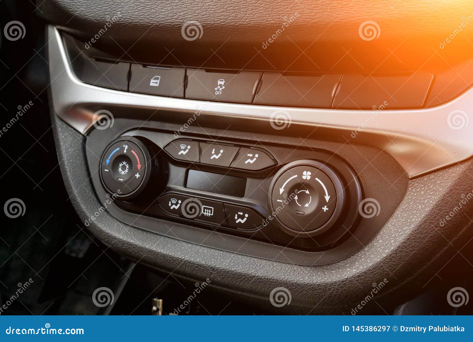 The Central Control Console on the Panel Inside the Car Close-up with ...