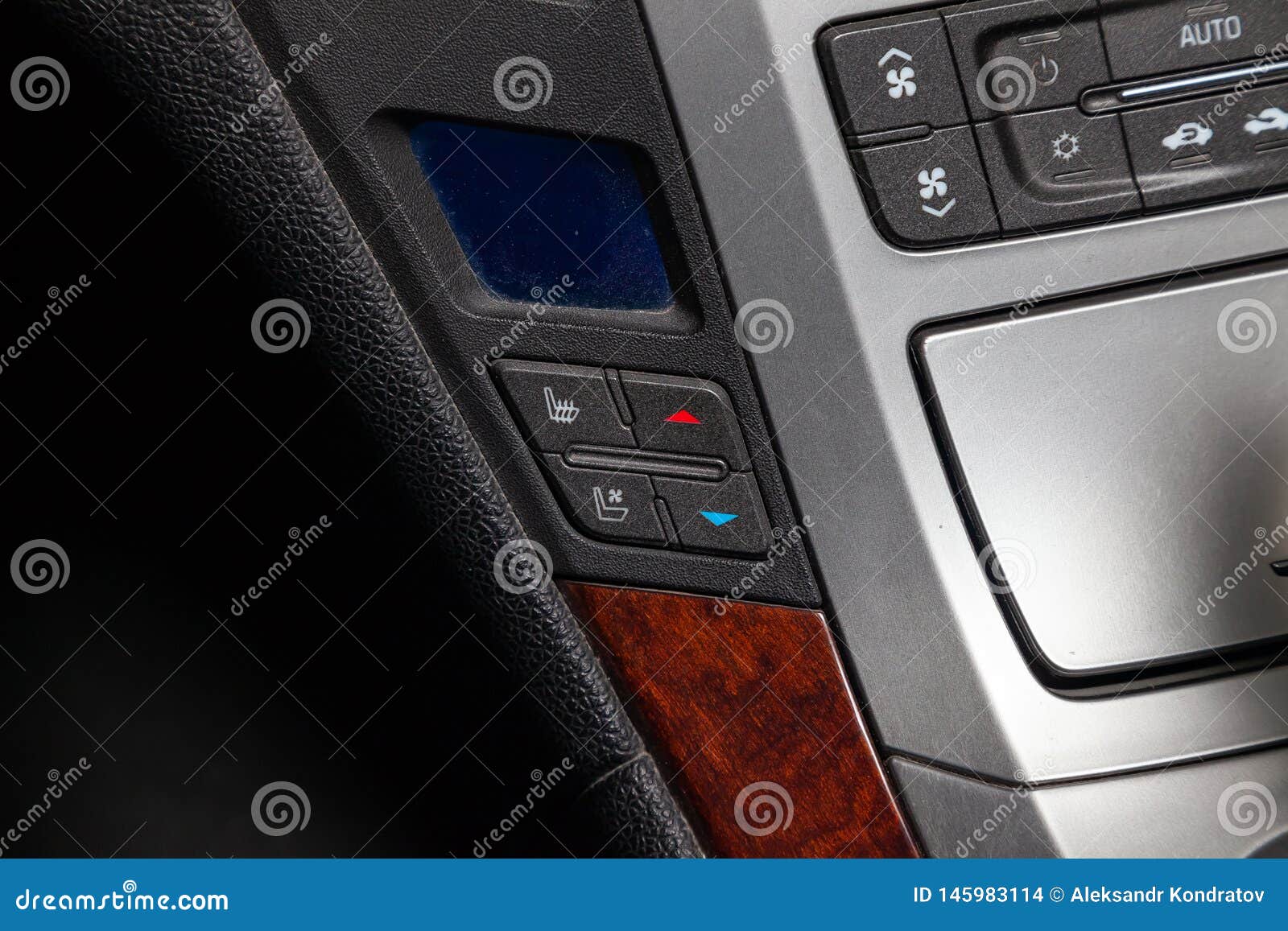 The Central Control Console on the Panel Inside the Car Close-up with ...