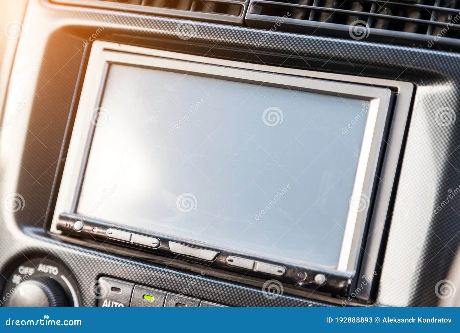 The Central Control Console on the Panel Inside the Car Close-up with a ...