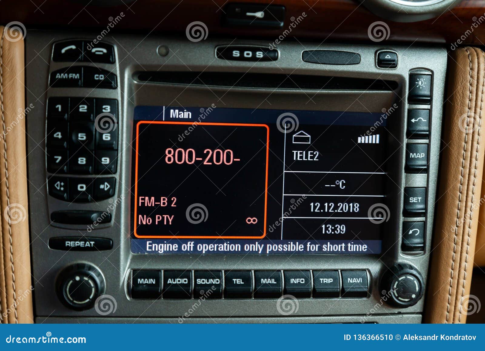 The Central Control Panel of Black Color with Buttons and with Red ...