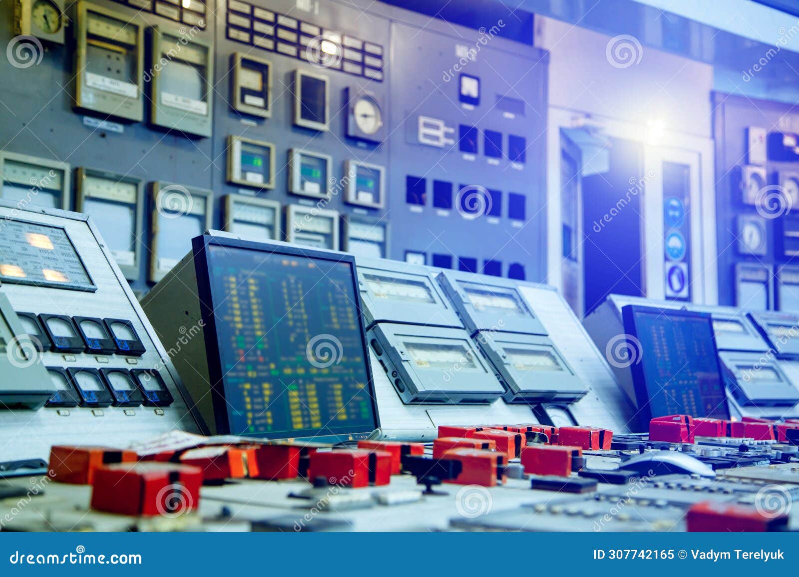 The Central Control Room at Energy Power Plant. Fragment of Control ...