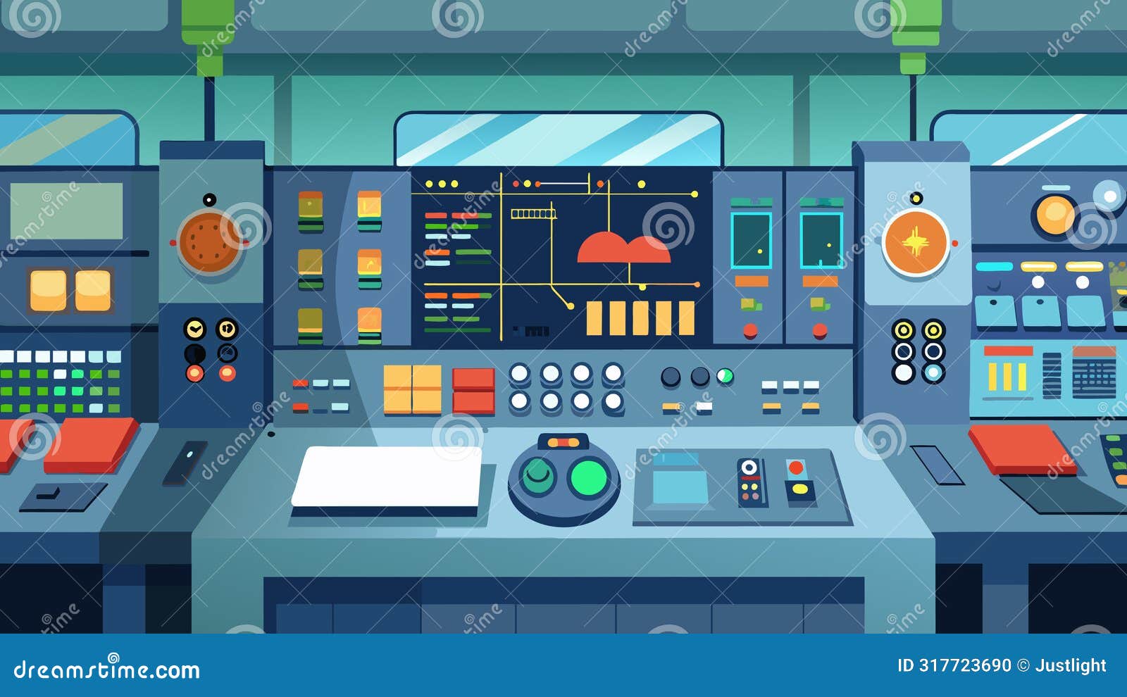 The Central Control Room Filled with a Multitude of Buttons Switches ...