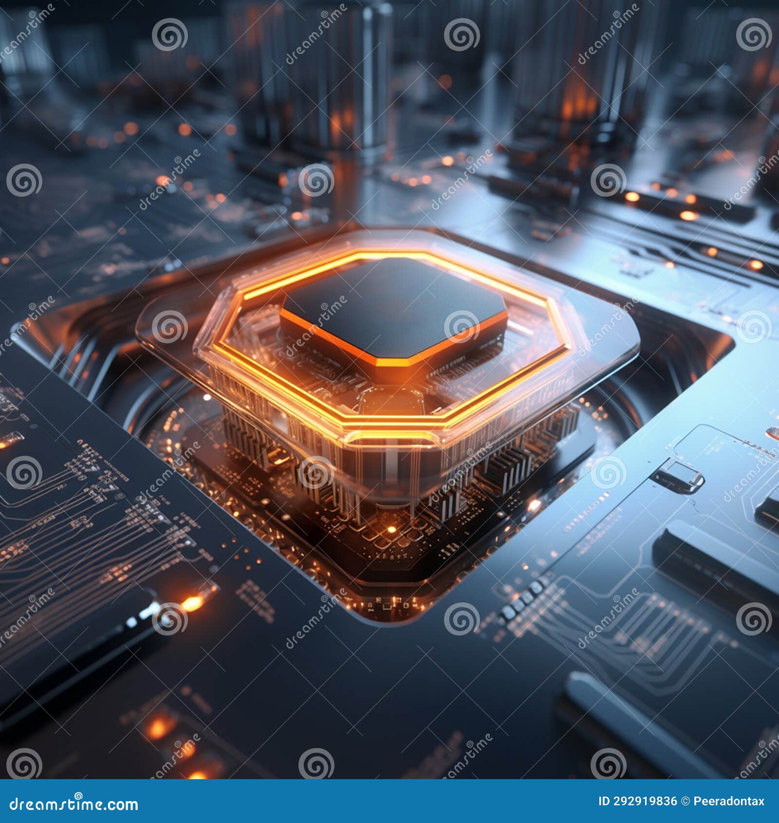 Central Cpu or Chipset on Mainboard. Stock Illustration - Illustration ...